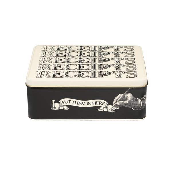 Typography Receipts Deep Rectangular Tin | Kitchentins.com